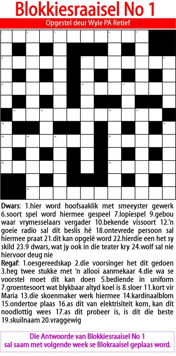Blokkiesraaisel No 1