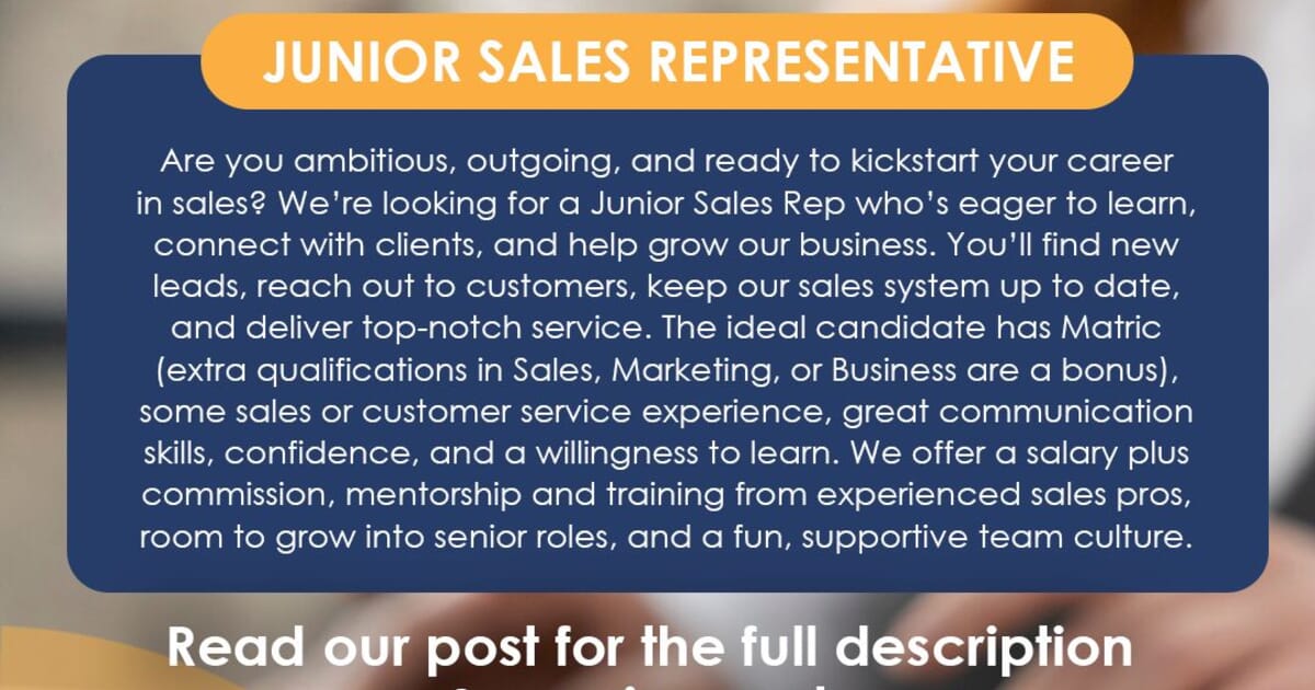 We’re Hiring: Junior Sales Representative - Orca Technologies - Xplorio