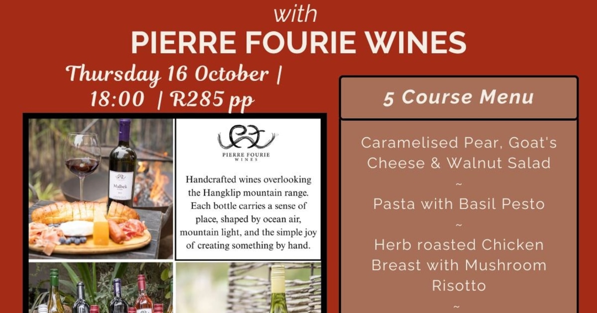 Food and Wine Pairing with Pierre Fourie Wines - Menucha Coffee ...