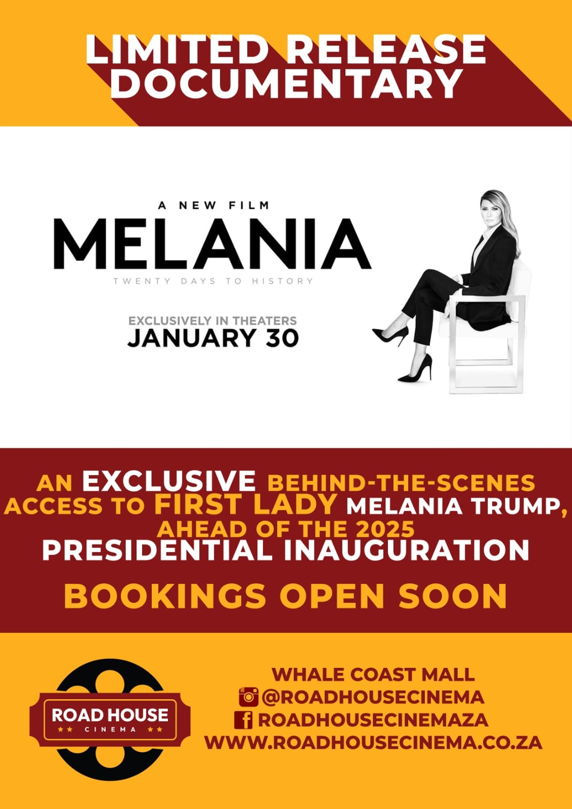 A New Film - MELANIA: Twenty Days to History - Road House Cinema ...